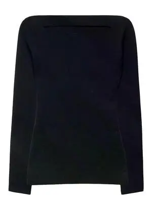 Another Tomorrow Cut-out Knitted Top - Black