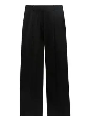 Another Tomorrow Relaxed Wide Leg Merino Wool Pants - Black