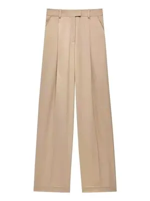 Another Tomorrow Pleated Merino Wool Trousers - Neutrals