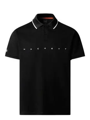 HACKETT LONDON Logo-print Contrast-trim Polo Shirt - Black