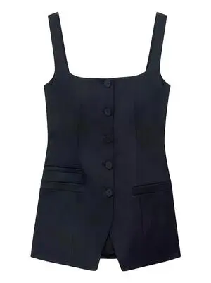 Another Tomorrow Square Neck Sleeveless Top - Black