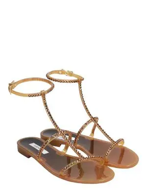 Menghi Crystal-embellished Ankle-strap Sandals - Neutrals