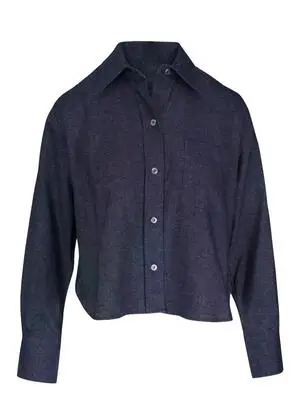 Vince Chest Pocket Cropped Shirt - Blue