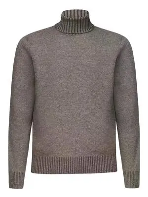 GALIANO Ribbed-knit Roll-neck Sweater - Brown