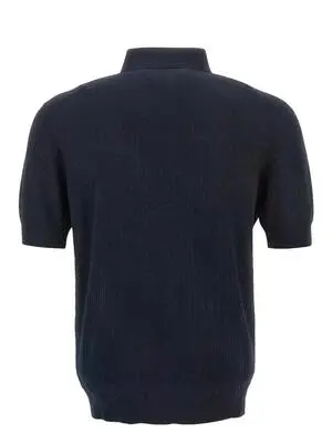 FILIPPO DE LAURENTIIS Checked-stitch Cotton Polo Shirt - Blue
