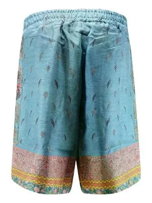 PIERRE-LOUIS MASCIA Floral Print Silk Shorts - Blue