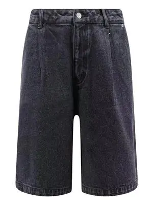 DUNST Pleated Denim Shorts - Black
