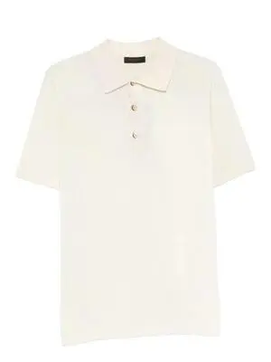 OUTFIT Fine-knit Short-sleeve Polo Shirt - Neutrals