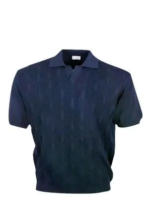 04651 / A TRIP IN A BAG Jacquard Johnny Polo Shirt - Blue