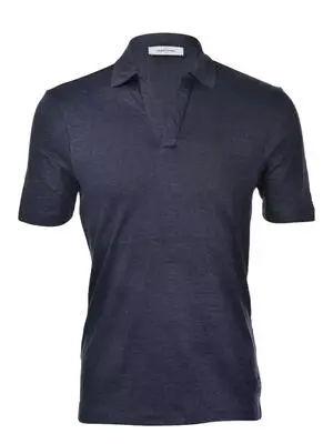 GRAN SASSO Slub-texture Polo-collar T-shirt - Blue
