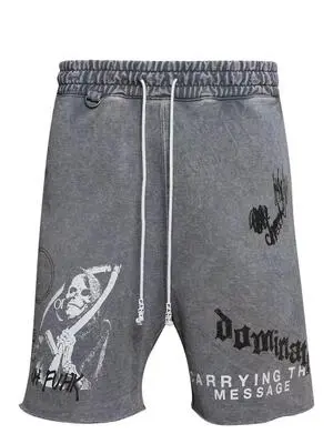 PALY Graphic Print Raw-cut Shorts - Grey