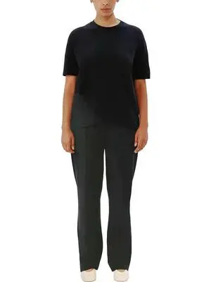 Another Tomorrow Seamed Cotton T-shirt - Black