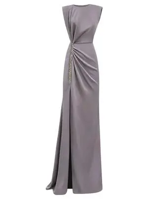 GEMY MAALOUF Draped Crystal-embellished Dress - Grey