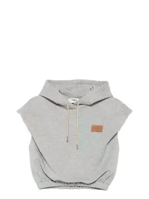 Fendi Logo Patch Sleeveless Hoodie - Grey