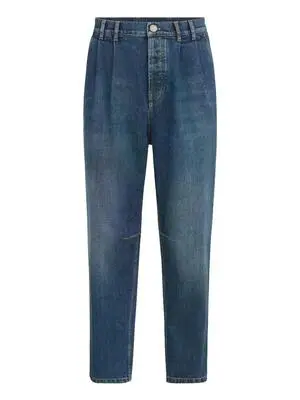 Brunello Cucinelli Iconic-fit Double Pleat Five-pocket Comfort Cotton Denim Trousers - Blue