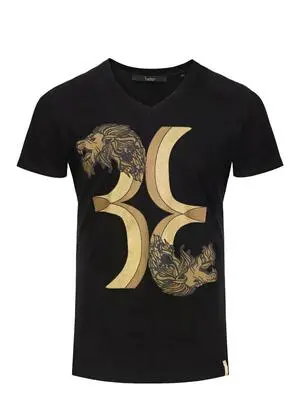 BILLIONAIRE Double Lion V-neck T-shirt - Black