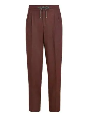 Brunello Cucinelli Virgin Wool And Cashmere Flannel Trousers - Red