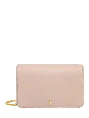 TRUSSARDI Logo Plaque Chain-link Shoulder Bag - Neutrals