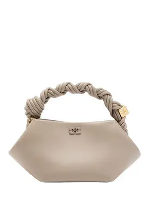 GANNI Bou Mini Leather Top Handle Bag - Grey
