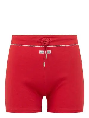 MARINE SERRE Ribbed Jersey Drawstring-waist Mini Shorts - Red