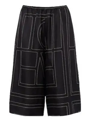 TOTEME Embroidered Silk Bermuda Shorts - Black