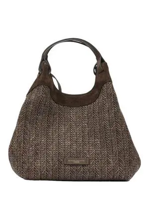 GIANNI CHIARINI Herringbone Shoulder Bag - Choco
