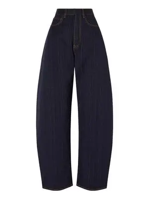 Alaïa High-rise Barrel-leg Jeans - Dark Denim