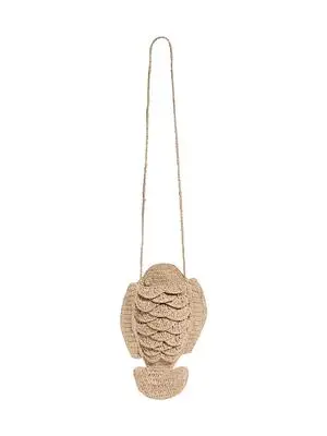 Madewell Straw Fish Shaped Crossbody Bag - Natural Multi