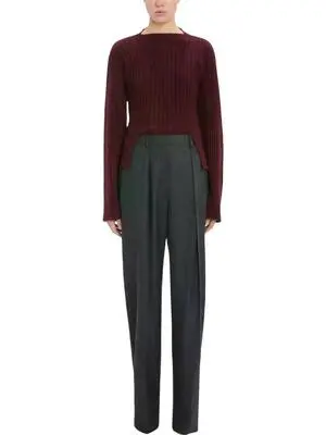 Victoria Beckham Pleated Straight-leg Trousers - Grey