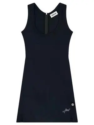 AREA Logo-embroidered Ribbed Knit Mini Dress - Black