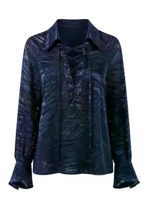 Barbara Bui Lace-up Blouse - Blue
