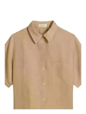 Marc O'polo Short Sleeve Blouse With Chest Pocket - Neutrals