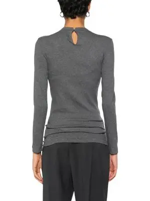 Brunello Cucinelli Monili Trim Long Sleeve T-shirt - Grey