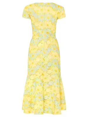 MILLY Tahlia Lace Midi Dress - Yellow