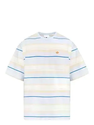 Adidas Striped Logo-embroidered T-shirt - Blue