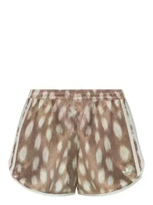 Adidas Animal-print Logo Detail Shorts - Brown