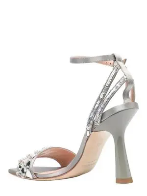 Alberta Ferretti Crystal-embellished Leather Sandals - Silver