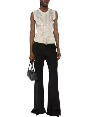 Sportmax Fringed Crystal-embellished Top - Neutrals
