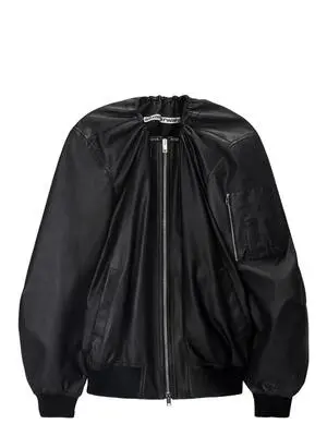 Alexander Wang Gathered Detail Leather Jacket - Black