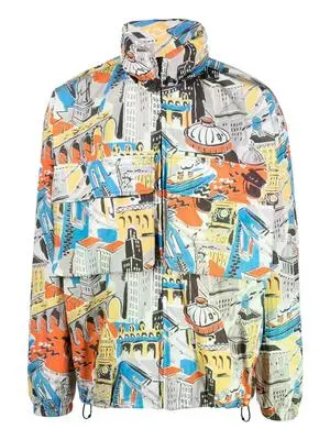 Moschino Graphic Print Hooded Jacket - Grey