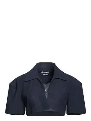 Jacquemus Cropped Hemp And Cotton Top - Navy