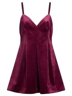 VICOLO Mini Dress In Burgundy Velvet - Red