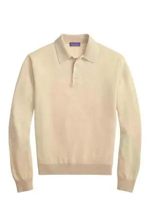 Ralph Lauren Purple Label Herringbone-jacquard Polo Sweater - Neutrals