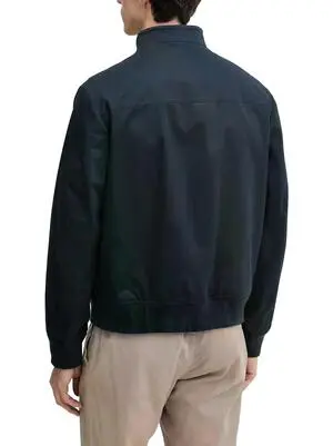 TRUSSARDI Logo Embroidered High Neck Jacket - Blue