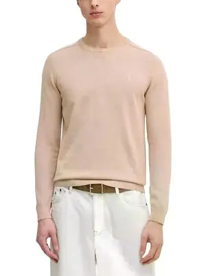 TRUSSARDI Logo Embroidered Crew Neck Sweater - Neutrals