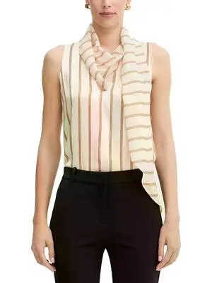SIMONA CORSELLINI Striped Scarf Detail Blouse - Neutrals