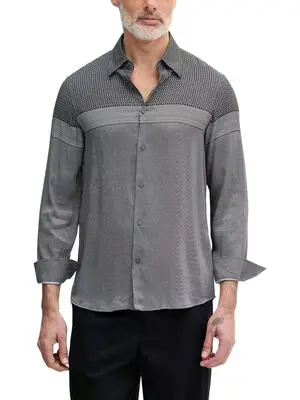 Armani Exchange Geometric-pattern Long-sleeve Shirt - Grey