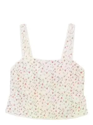 Posse Charlotte Floral Print Cotton Tank Top - Neutrals
