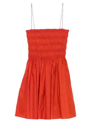 Matteau Shirred Bodice Spaghetti Strap Mini Dress - Red