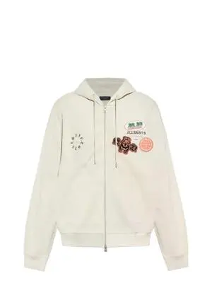 ALLSAINTS Patch Embellished Zip-up Hoodie - Neutrals